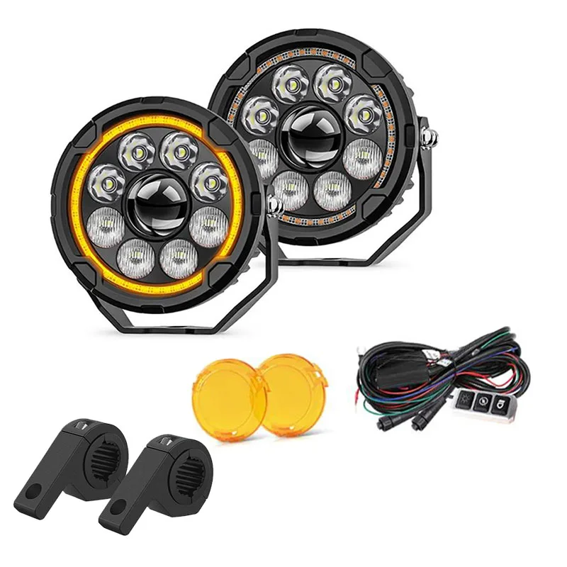 Motorcycle LED Driving Work Lights 4.5inch Hi/Low Beam DRL Spotlight ...