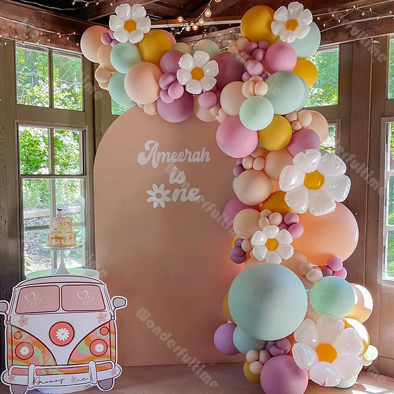 Kit-Flower-Theme-Balloon-Arch-para-Menina-1st-Birthday-Decoration-Daisy ...