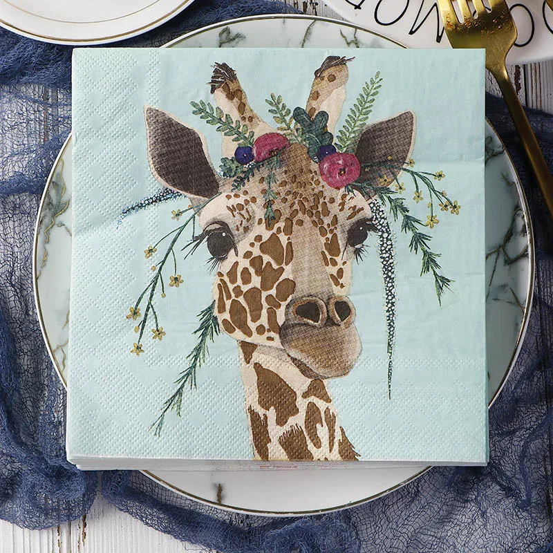 20PC-Assorted-Vintage-Decoupage-Napkins-Batch-Giraffe-Decoration ...