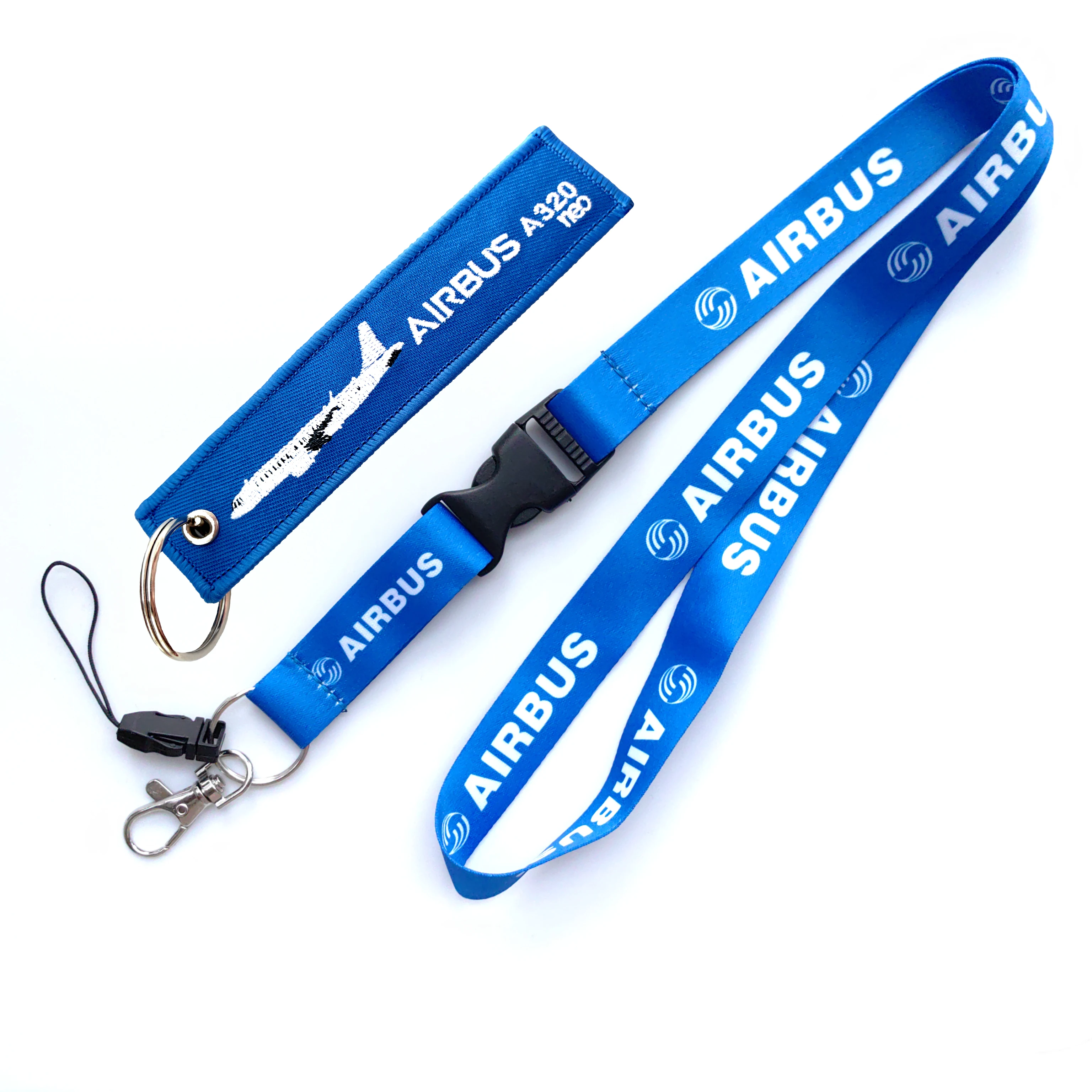 2-PC-Airbus-A320-A380-Keychains-Blue-Neckband-With-Snap-Keychain ...