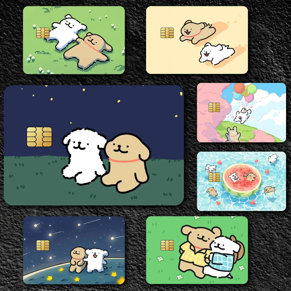 kawaii Cute Line Dog Waterproof Film Skin Cover Credit Card Stickers ...