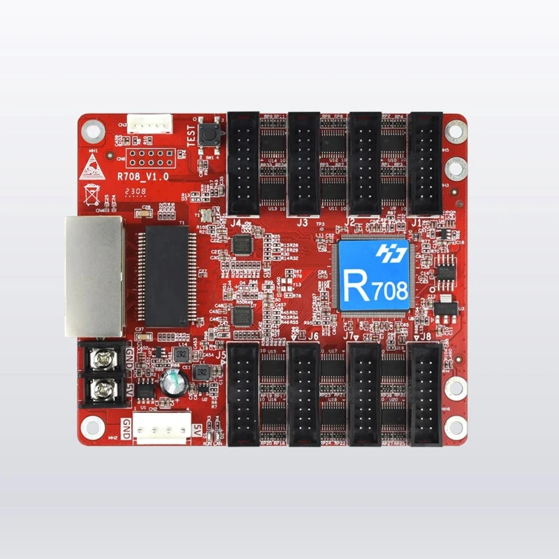 HuiDu HD-R708 풀 컬러 수신 카드 8 x HUB75E 포트, HD-C16L, HD-A3L, HD-VP210H와 호환 ...