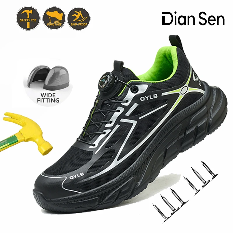 Mens Work Safety Boots Steel Toe Shoes Lightweight Breathable Sneakers ...