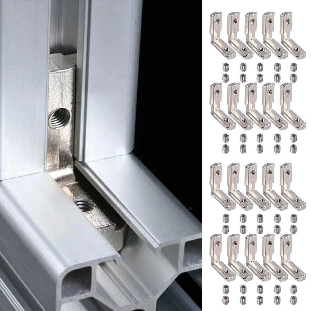 20Pcs-T-slot-Corner-Joint-Brackets-Aluminum-Profile-L-shaped-Bracket-90 ...