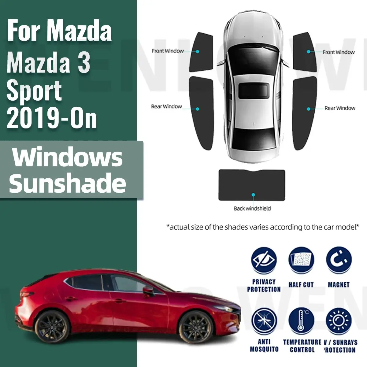 For-Mazda-3-Sport-Hatchback-2019-2023-2024-Rear-Side-Window-Sun-Shade ...