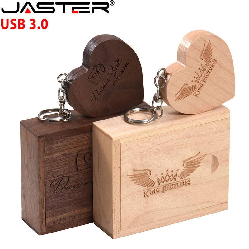 JASTER 5pcs/Lot Wooden Heart USB 3.0+ BOX Flash Drive Pendrive 64GB ...