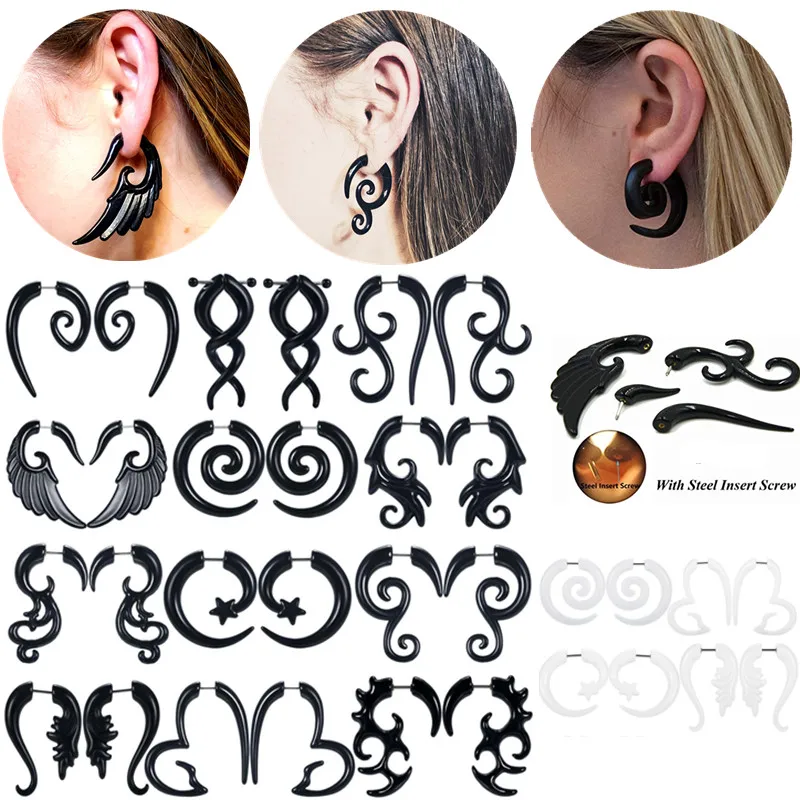 2PC-Acrylic-Spiral-Fake-Ear-Plug-Earring-Gothic-Tapers-Fake-Gauges ...