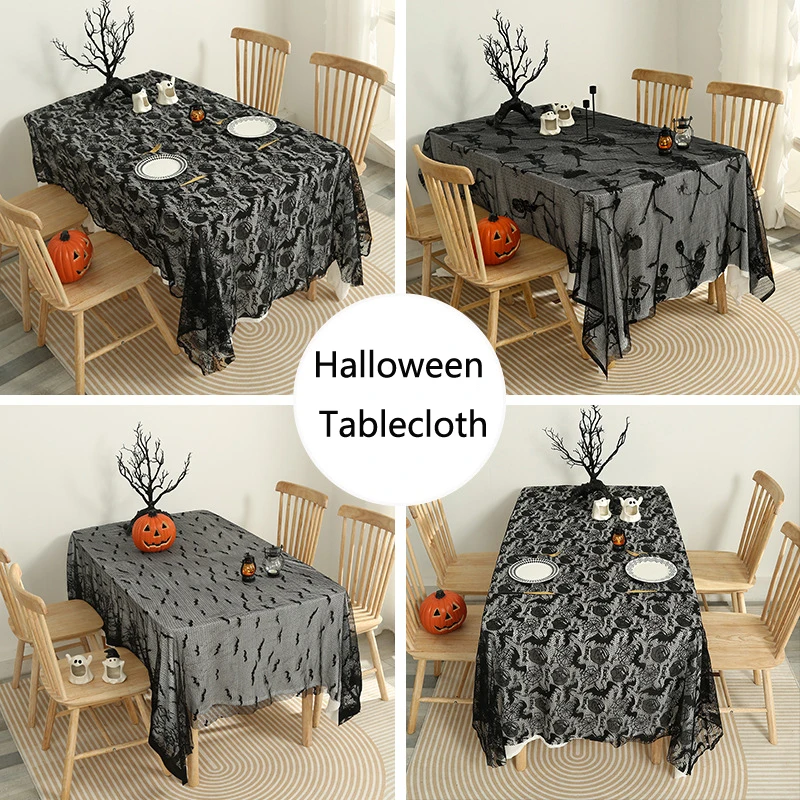 Halloween-Tablecloth-Gothic-Black-Lace-Spider-Web-Table-Cover-For ...