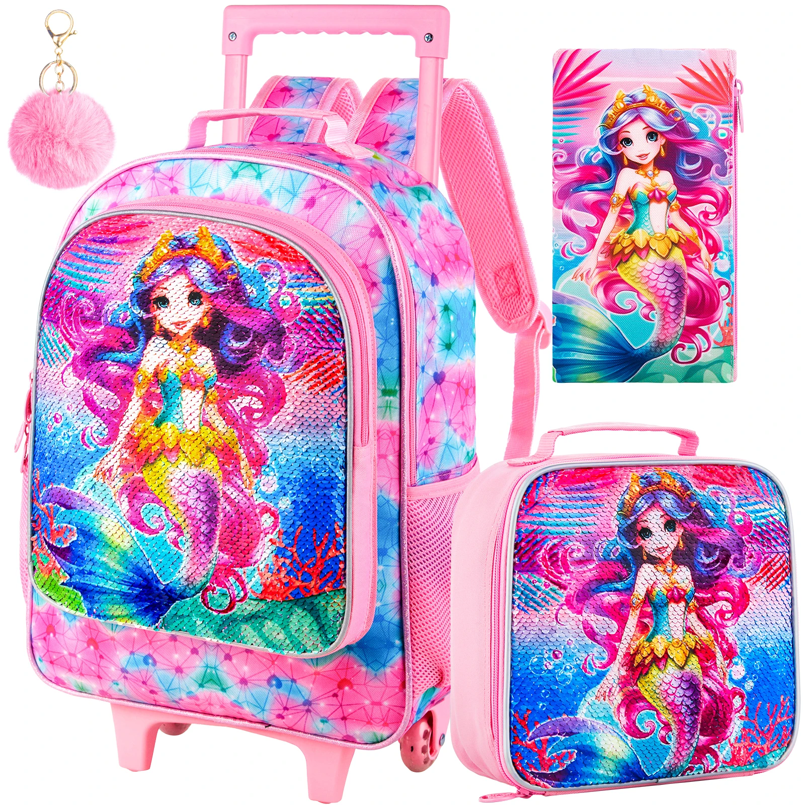 Rolling-Backpack-for-Girls-Boys-Kids-Roller-Wheels-School-Bookbag-with ...