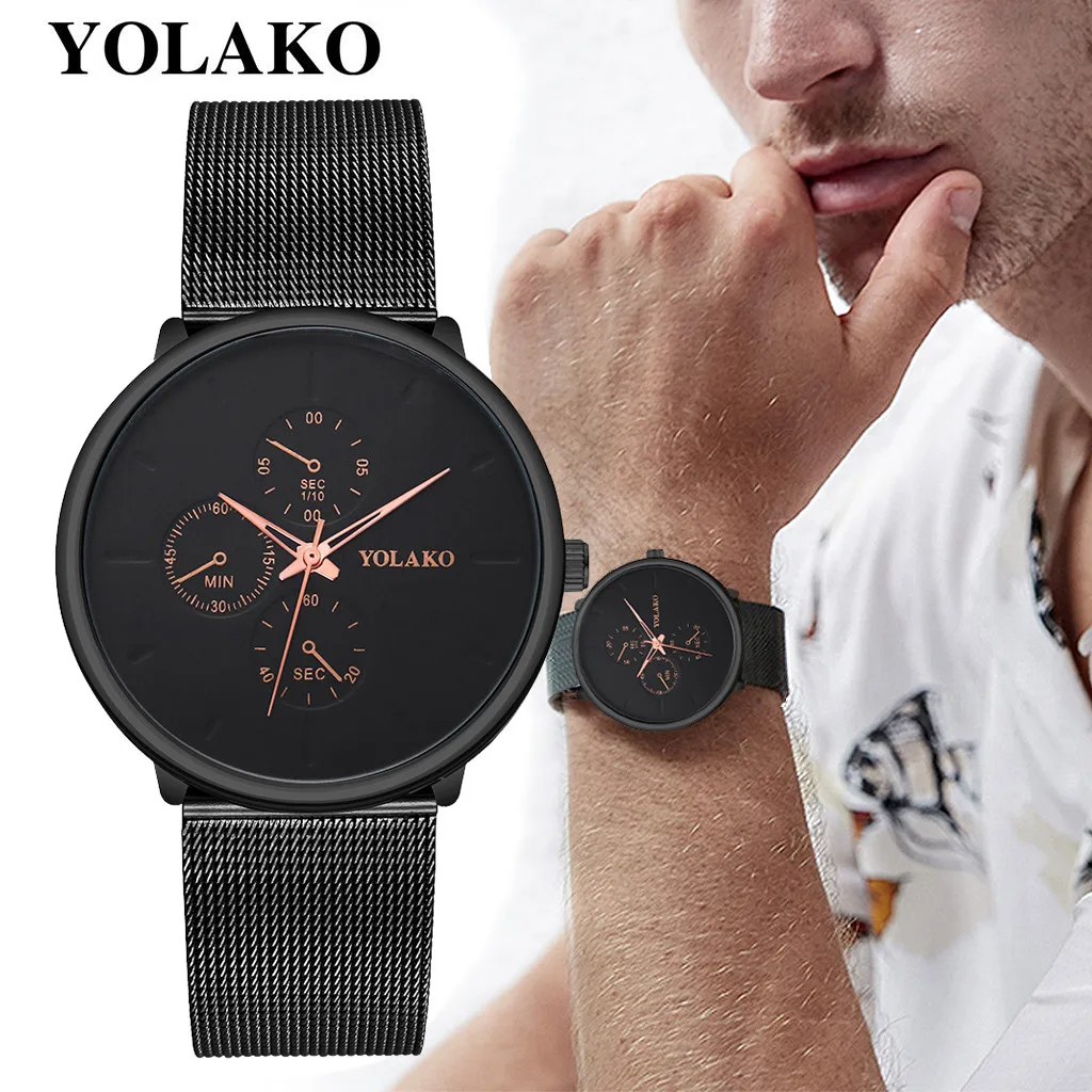 YOLAKO Mens Watches Business Clock Ultra Thin Men Wrist Watch Luxury ...