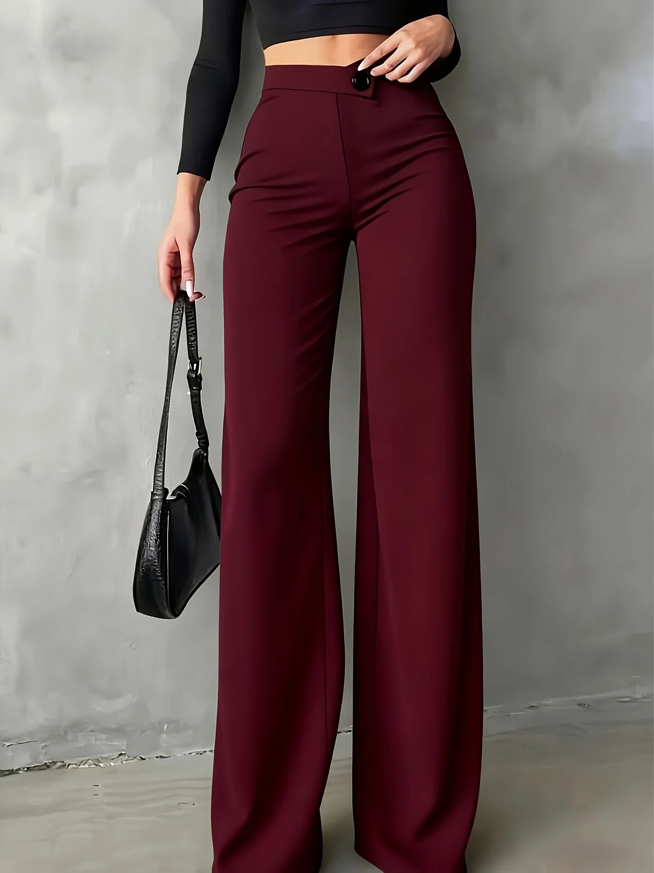 Elegant Directed Women's Autumn Winter New Pure Color Asymmetric V ...