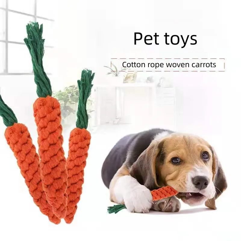 Dog-Bite-Stick-Cotton-Rope-Woven-Carrots-Teeth-Grinding-Toys-Wear-and ...