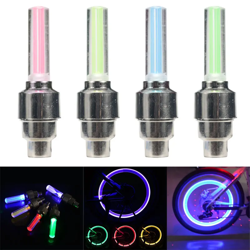 4Pcs Motorcycle Car Bicycle Tire Valve Caps Light LED Valve Cover Neon ...