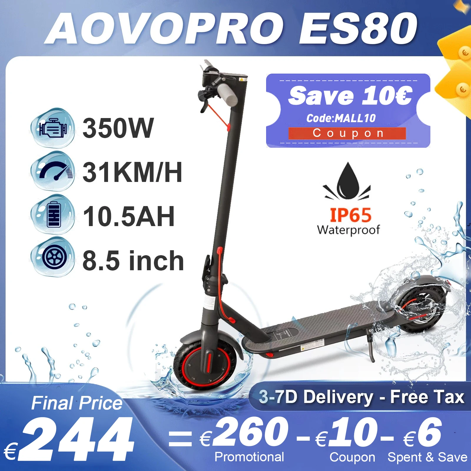 AOVOPRO-ES80-350W-Electric-Scooter-31KM-H-10-5AH-Adults-Escooter-8-5 ...