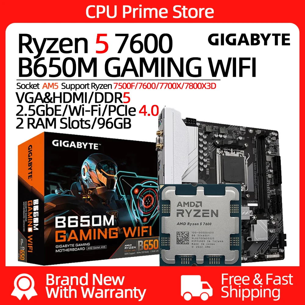 GIGABYTE-B650M-Gaming-Motherboard-e-Kit-Processador-Processador-CPU-Ryzen-5-7600-Ryzen-Max-5 ...