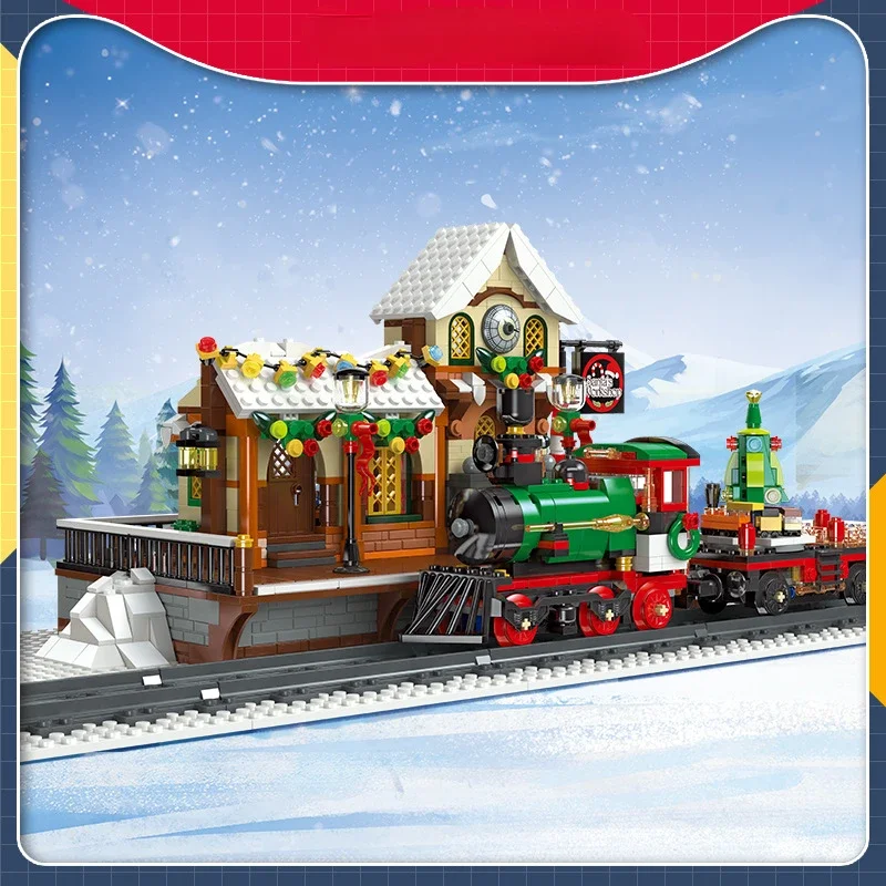 Christmas-train-model-with-lights-Chinese-building-blocks-toy ...