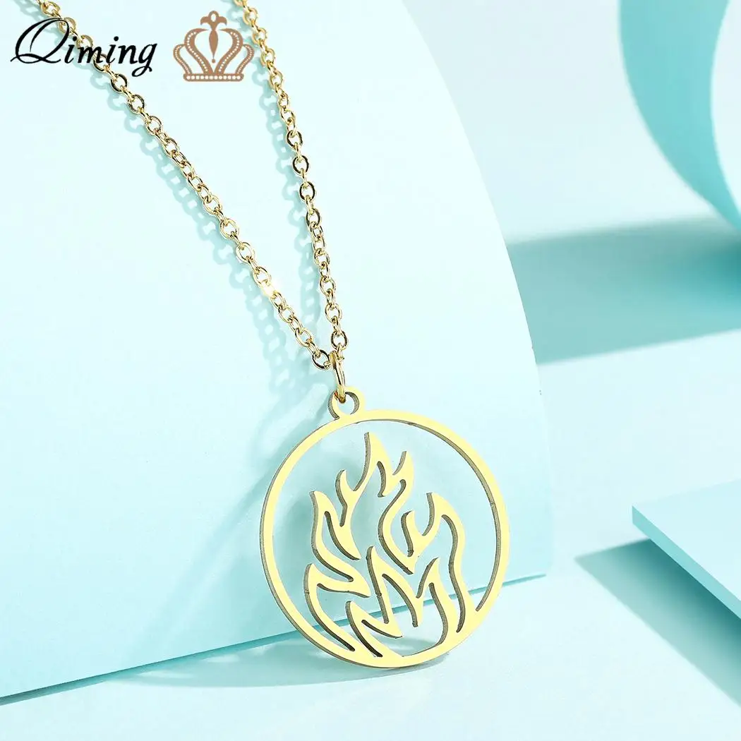 QIMING-Nature-Fire-Pendant-Necklace-For-Women-Statement-Jewelry ...