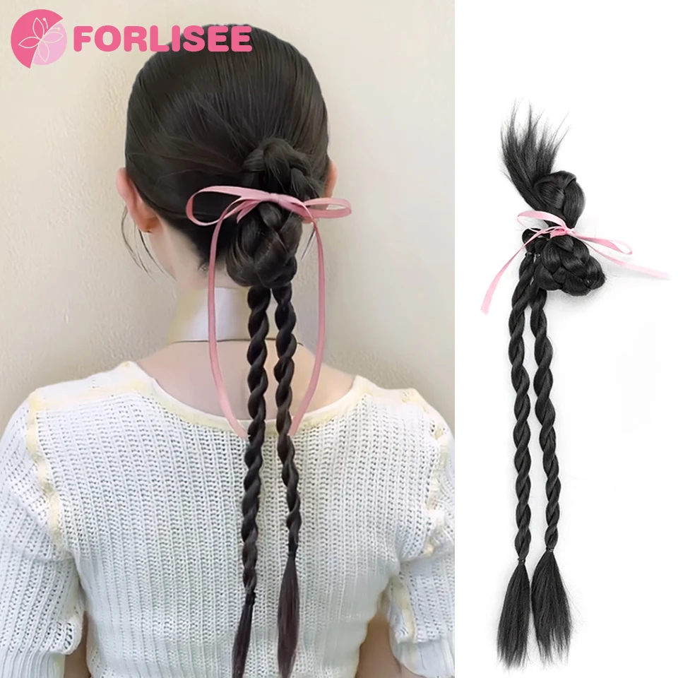 Synthetic-French-Twist-Braid-With-Ribbon-Bun-To-Create-New-Chinese ...