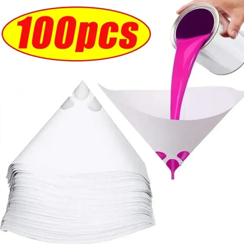 100pcs-Disposable-Paper-Filter-Paint-Spray-Mesh-Purifying-Straining ...
