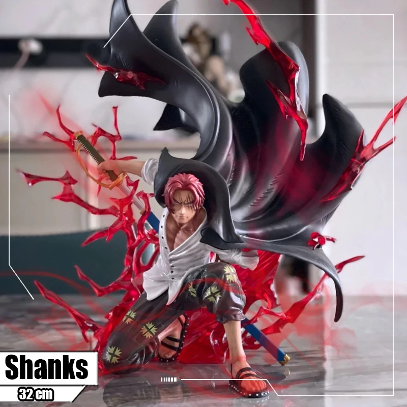 32CM-Anime-One-Piece-Shanks-Figurine-Red-Hair-Pvc-GK-statue-Action ...