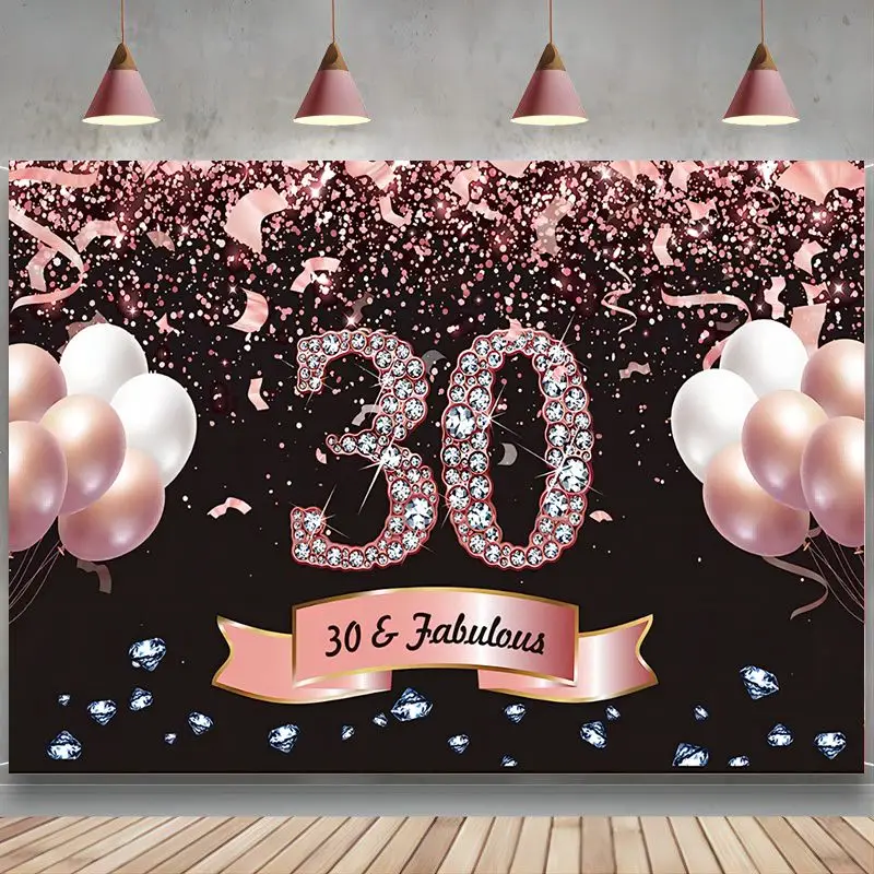 30-Geburtstag-Dekorationen-f-r-Frauen-Ros-gold-30-Hintergrund-Banner ...