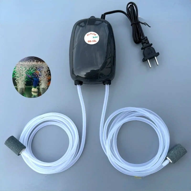 Aquarium-Air-Pump-Fish-Tank-Mini-Compressor-Single-Double-Outlet-with ...