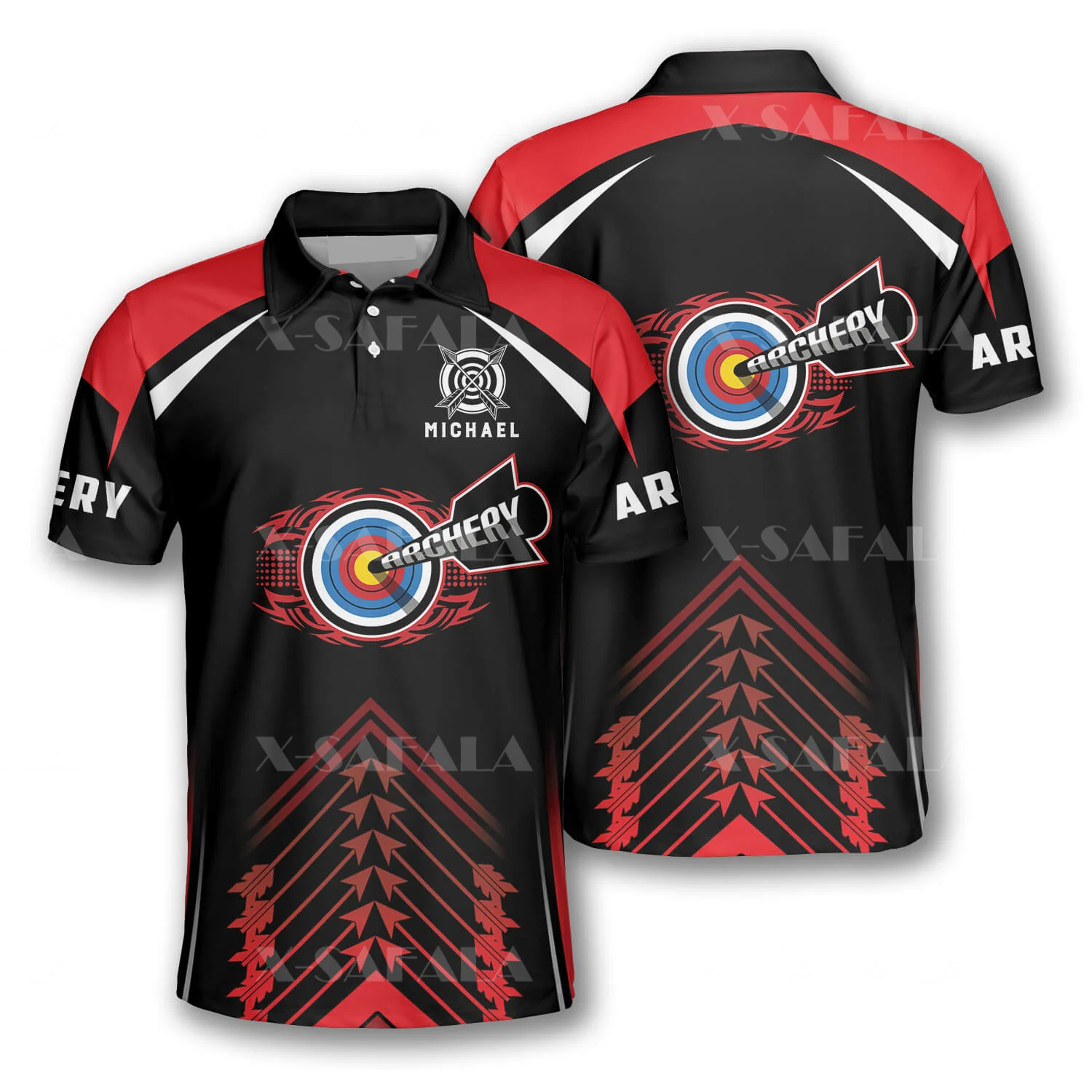 Archery Red Black Version Sports Customized 3D Full Printed Men Thin ...