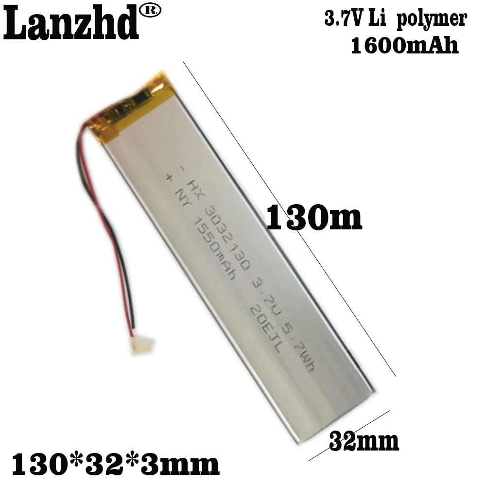 3032130-3-7V-1600mAh-Lithium-Polymer-Battery-lipo-cellS-For-LED-lights ...