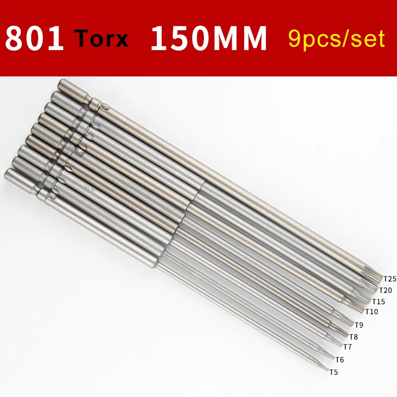 9pcs/Set 100mm/150mm Length Magnetic 801 Electric 5mm Round Shank Torx ...