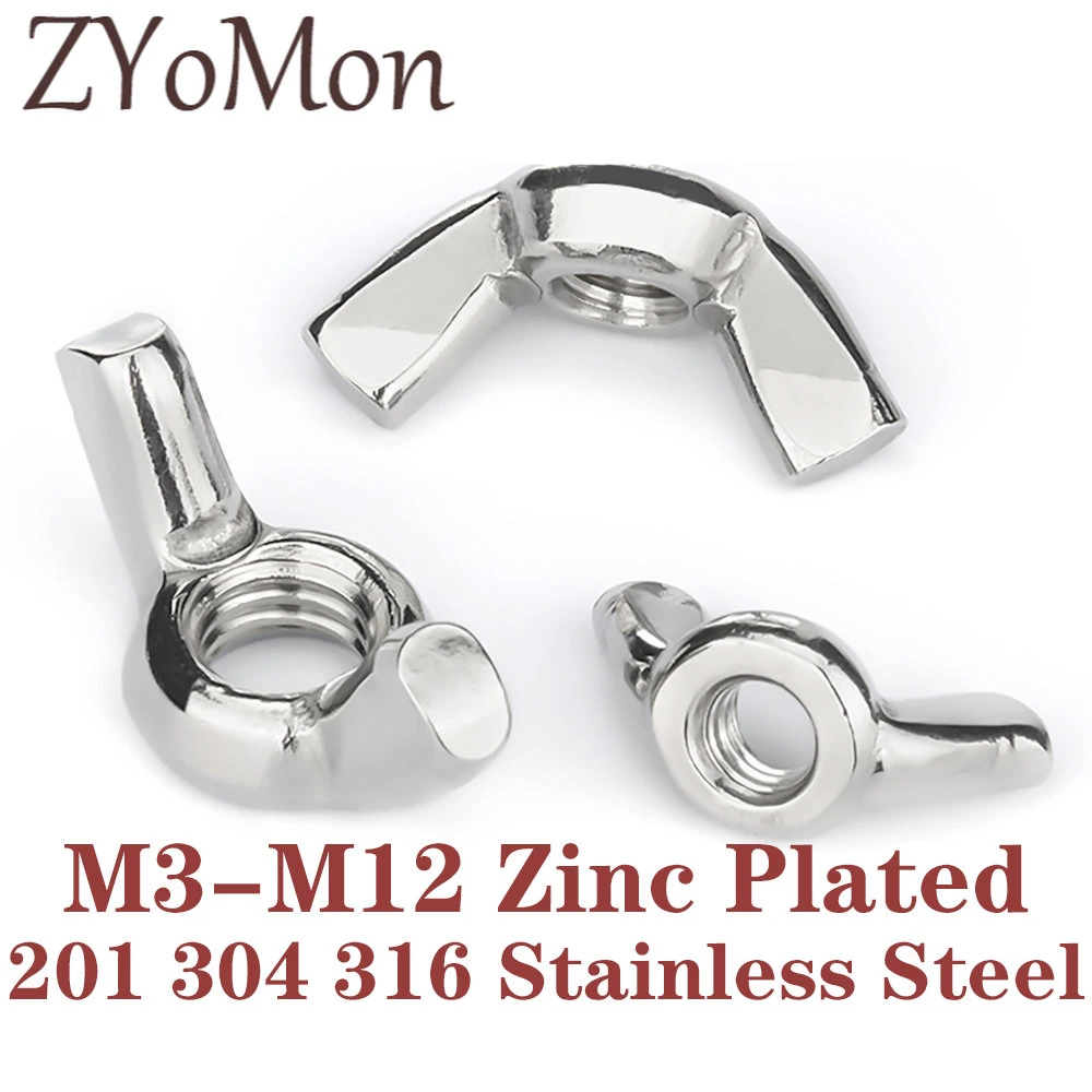 5/10/20pcs Butterfly Wing Nuts M3 M4 M5 M6 M8 M10 M12 304 201 316 Stainless Steel Wing Nuts Zinc ...