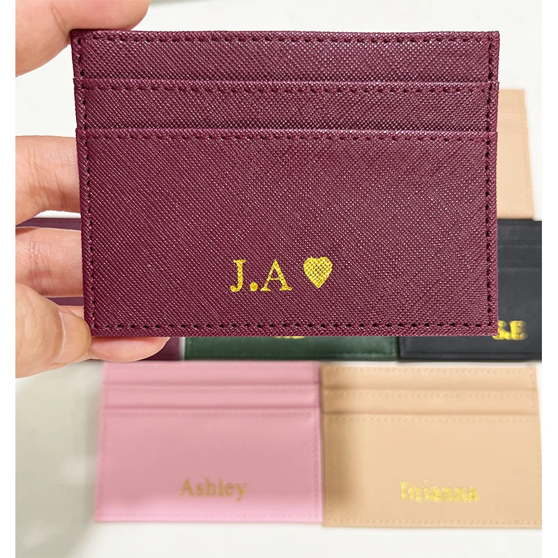 Custom Letters Men PU Leather Credit Card Holder Personalize Initials ...