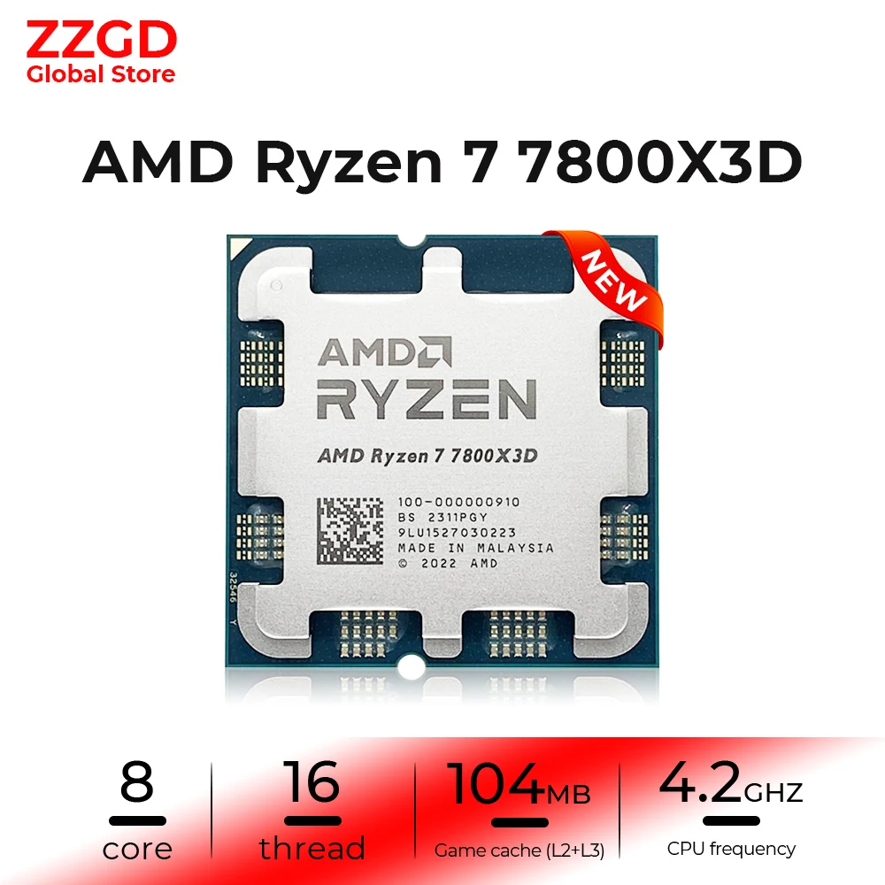 Processador CPU AMD Ryzen 7 7800X3D, R7 7800X3D, 5,0 GHz, 8 núcleos, 16 ...