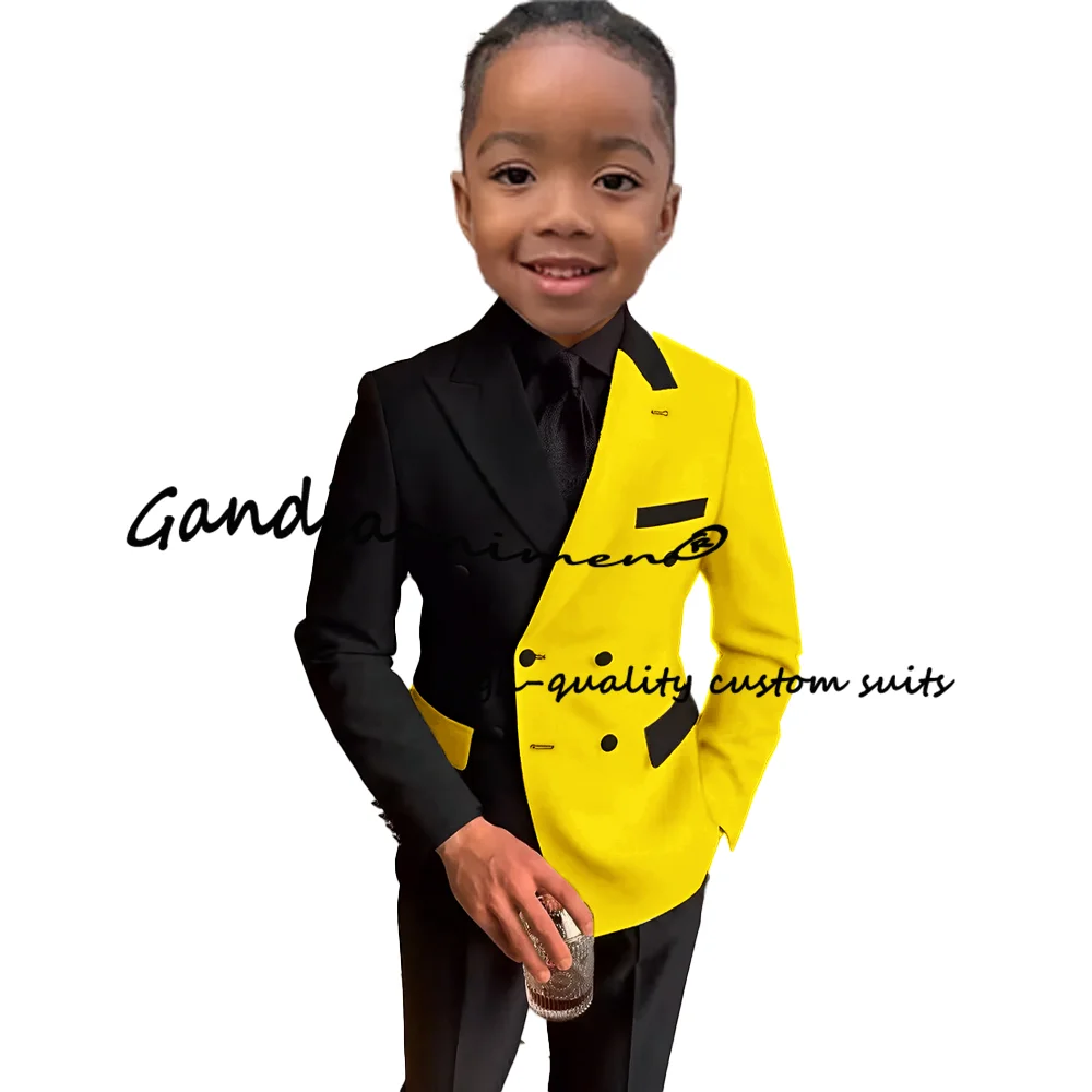 Color-Block-Boys-Suit-2-Piece-Double-Breasted-Blazer-Wedding-Kids ...