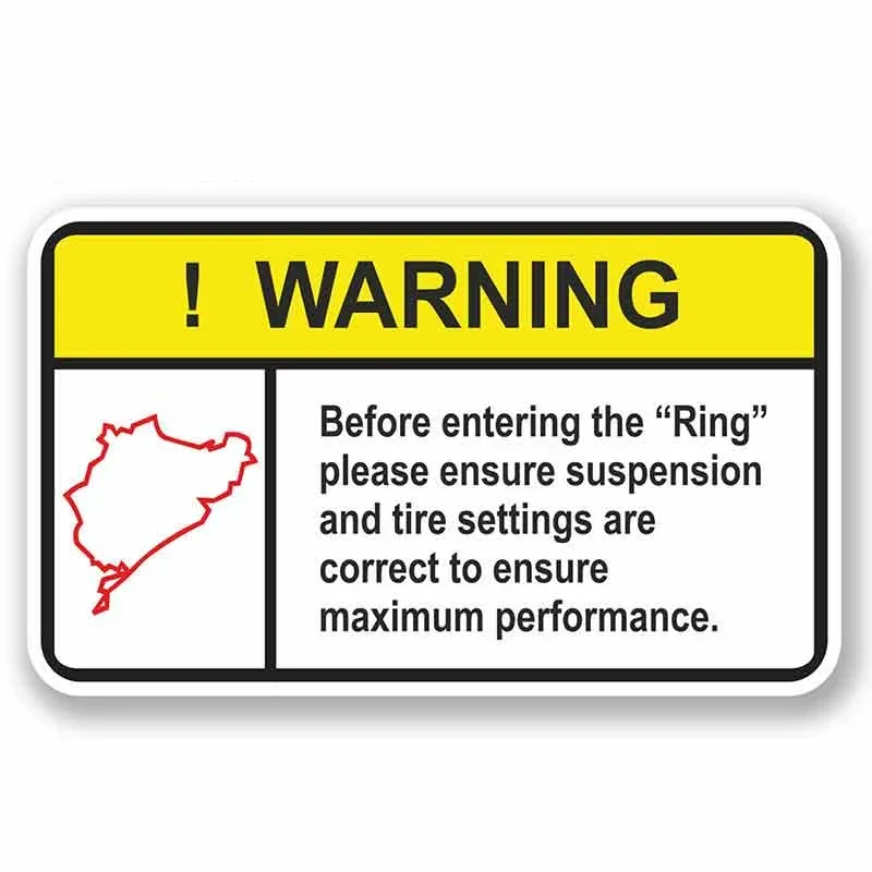 Car Stickers Nurburgring Warning Decal Vinyl Waterproof Accessories for ...