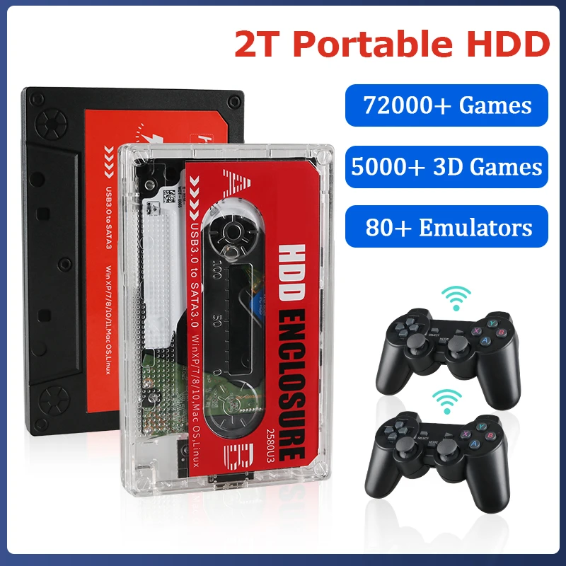 2TB HDD 2.5 External Game Hard Drive Disk 72000+ Game 80+Game ...