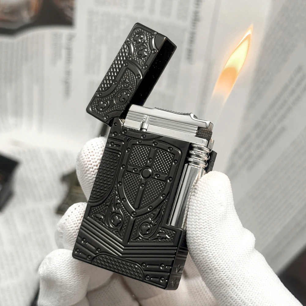 Brand lighter Vintage Shield Knight Collectible Gas Metal Lighter ...