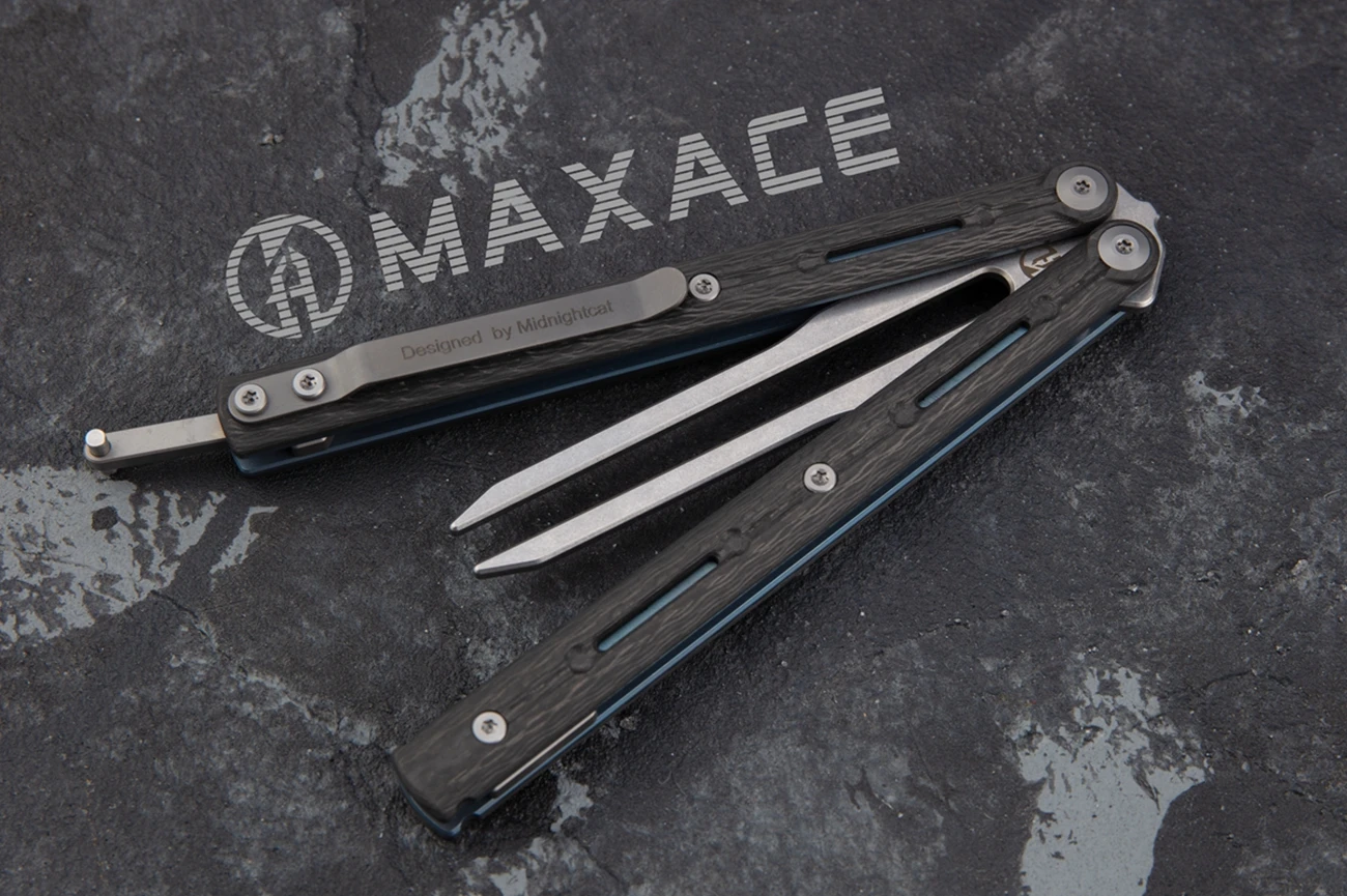 Maxace serpentストリッパー3バタフライストレーナーナイフカーボンファイバーハンドルm390ブレードブッシュシステムedcツール ...