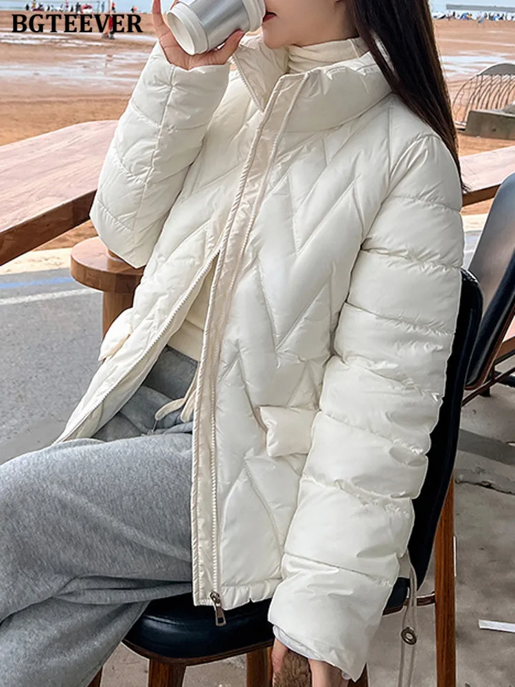 BGTEEVER-Oversized-Argyle-Quilted-Coats-Women-Cotton-Padded-Parkas ...