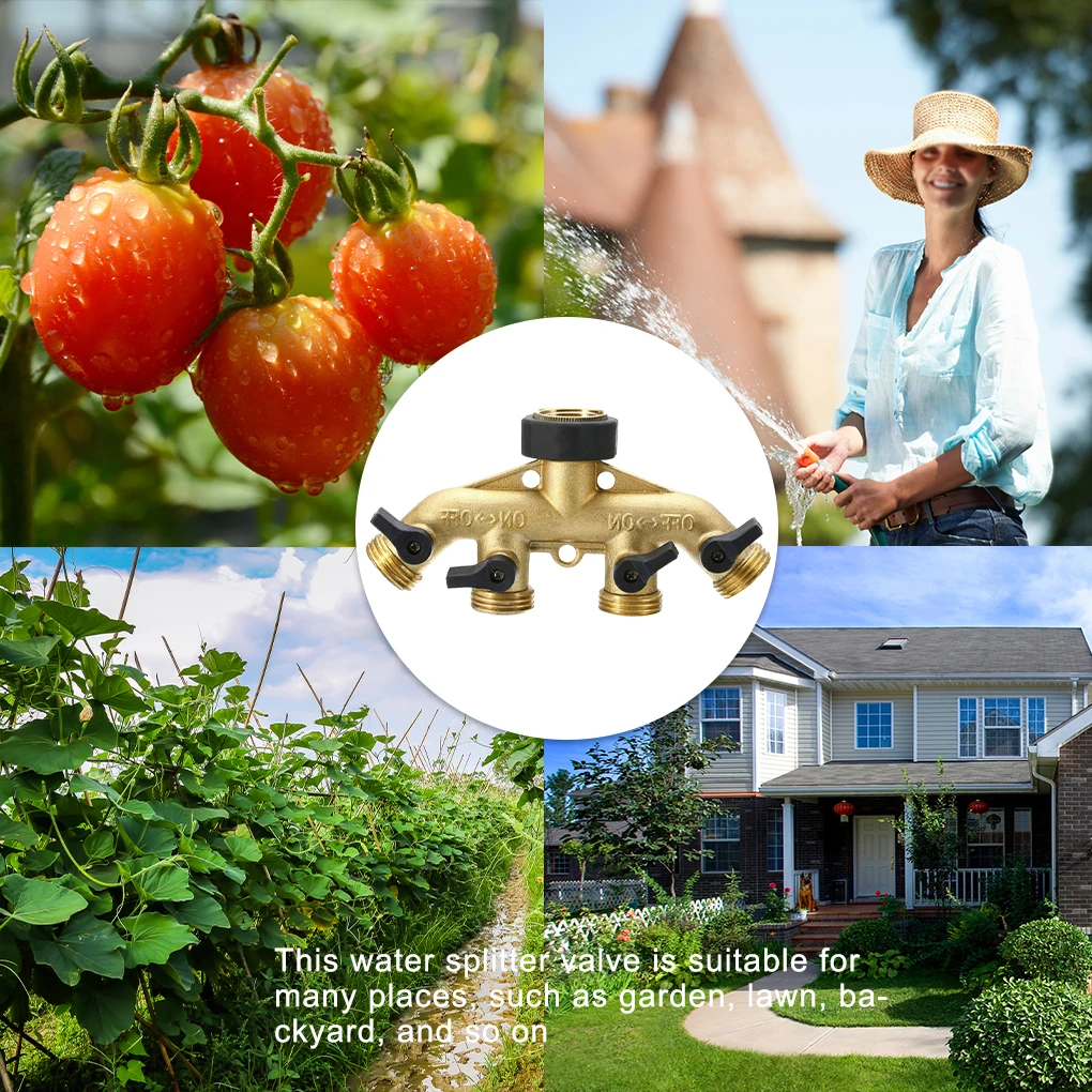 Water Splitter Valve Garden Hose 4-way Distributor Lawn Backyard ...