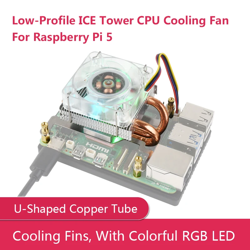 Low-Profile-ICE-Tower-CPU-Horizontal-Cooling-Fan-for-Raspberry-Pi-5-U ...