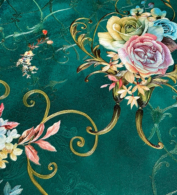 Vintage Floral Wallpaper Teal at Constance Woodford blog