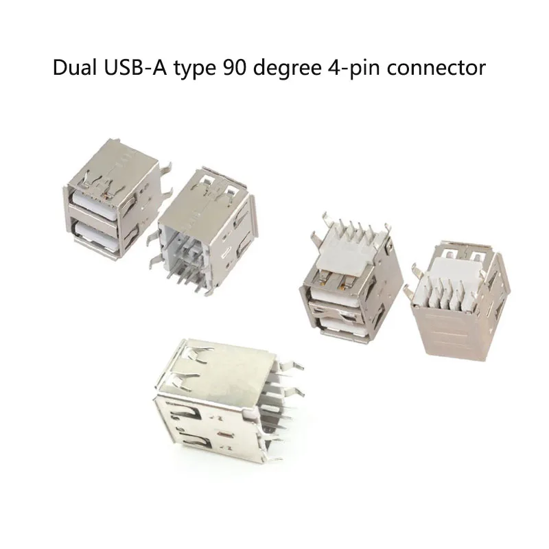 10/50/100Pcs Dual USB Type A Female Solder Receptacle PCB Receptacle ...