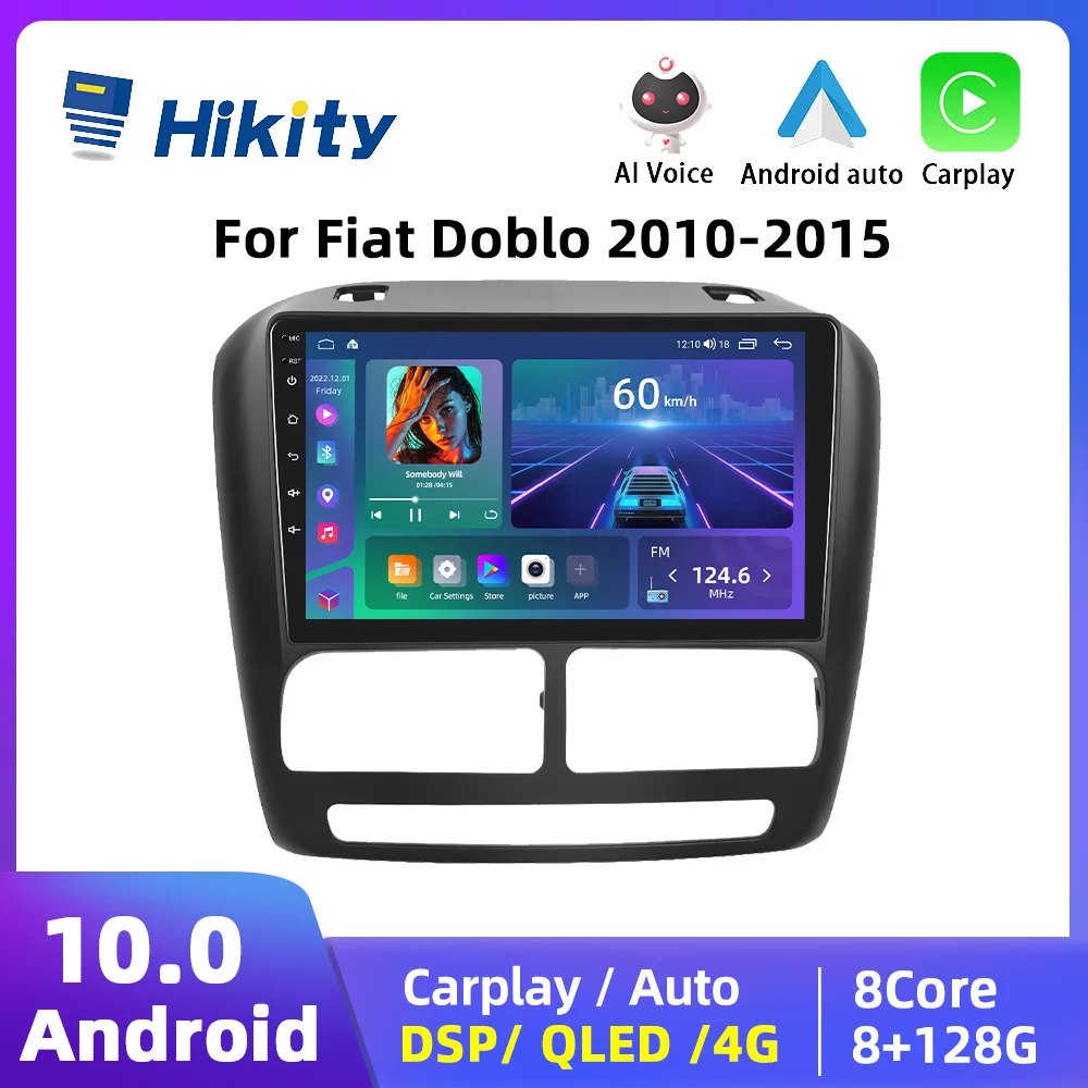 Hikity 2din Android Car Radio For Fiat Doblo 2010-2015 Combo 2011-2018 Multimedia Video Player ...