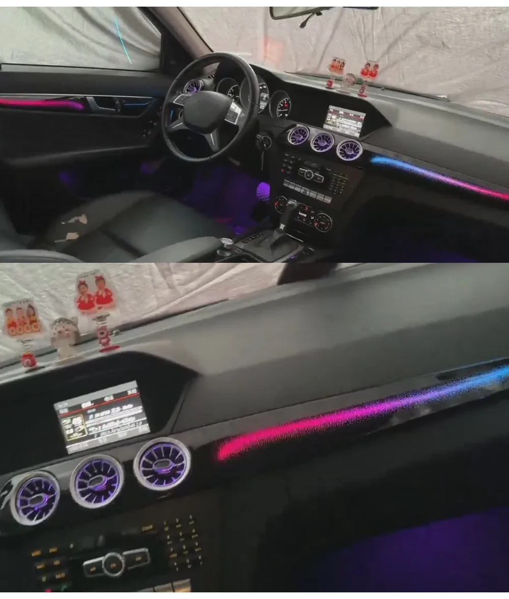 Upgrade 64 Color LED Interior Ambient Lighting for Mercedes Benz C ...