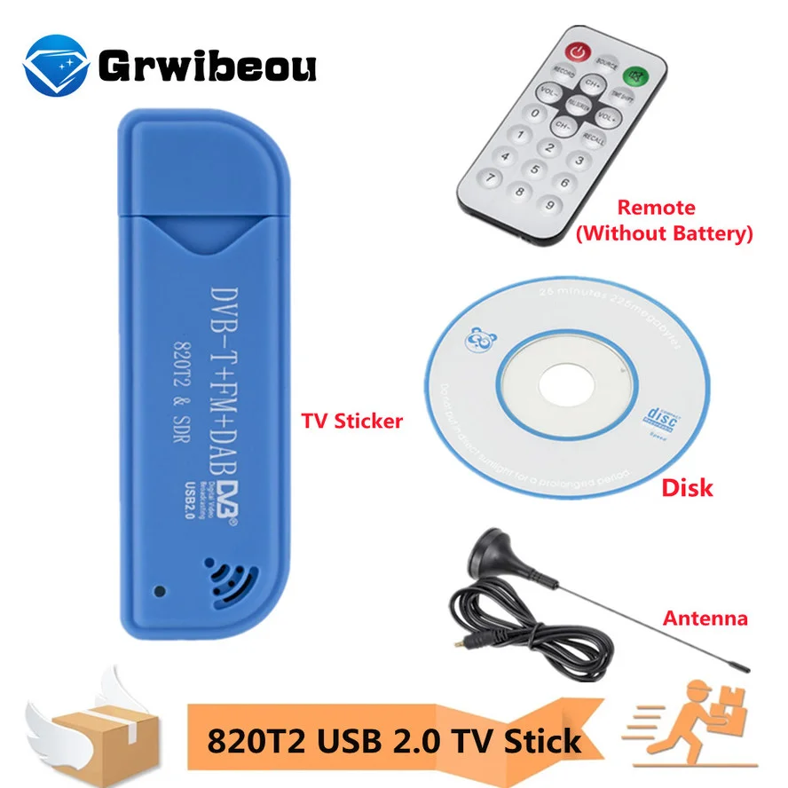 Mini TV stick portátil 820T2 Digital USB 2,0 TV Stick DVB T + DAB + FM ...