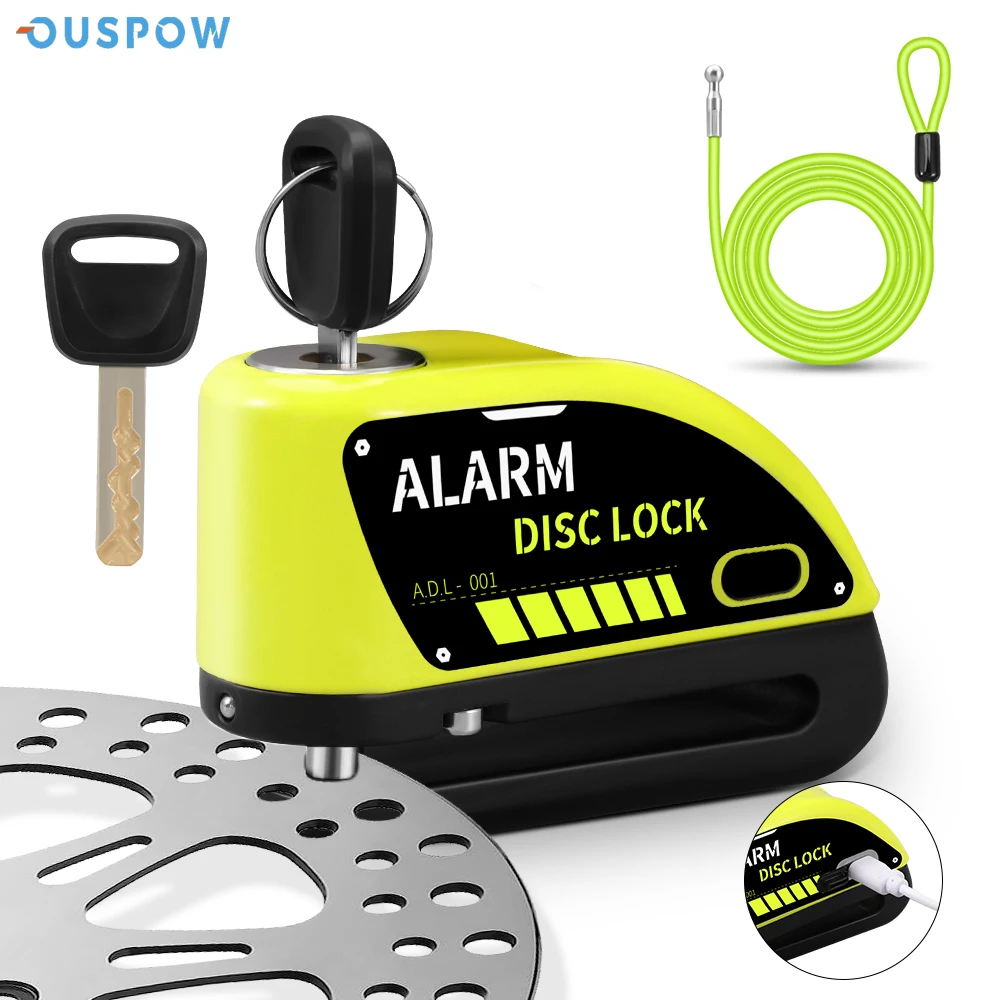 Ouspow-Motorcycle-Lock-Rechargeable-120dB-Alarm-Disc-Brake-Locks-Anti ...