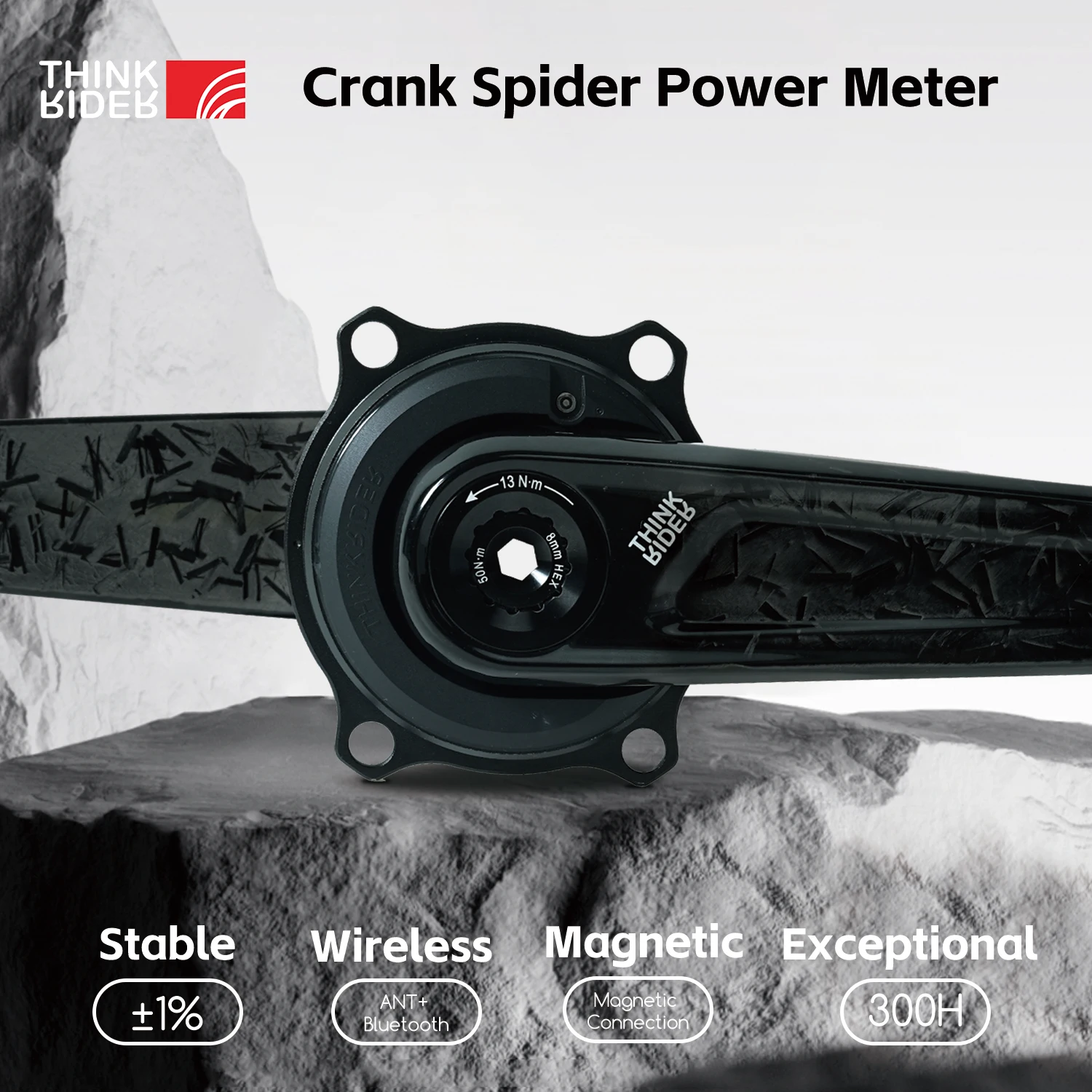 THINKRIDER PP5 Carbon Fiber Spider Power Meter Crankset 29MM 162.5-172 ...