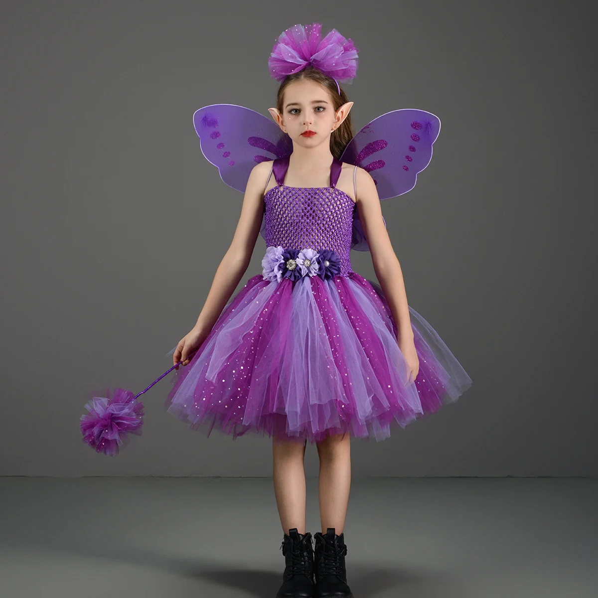 Sparkly Purple Lavender Fairy Tutu Dress Girls Flower Fairy Princess ...