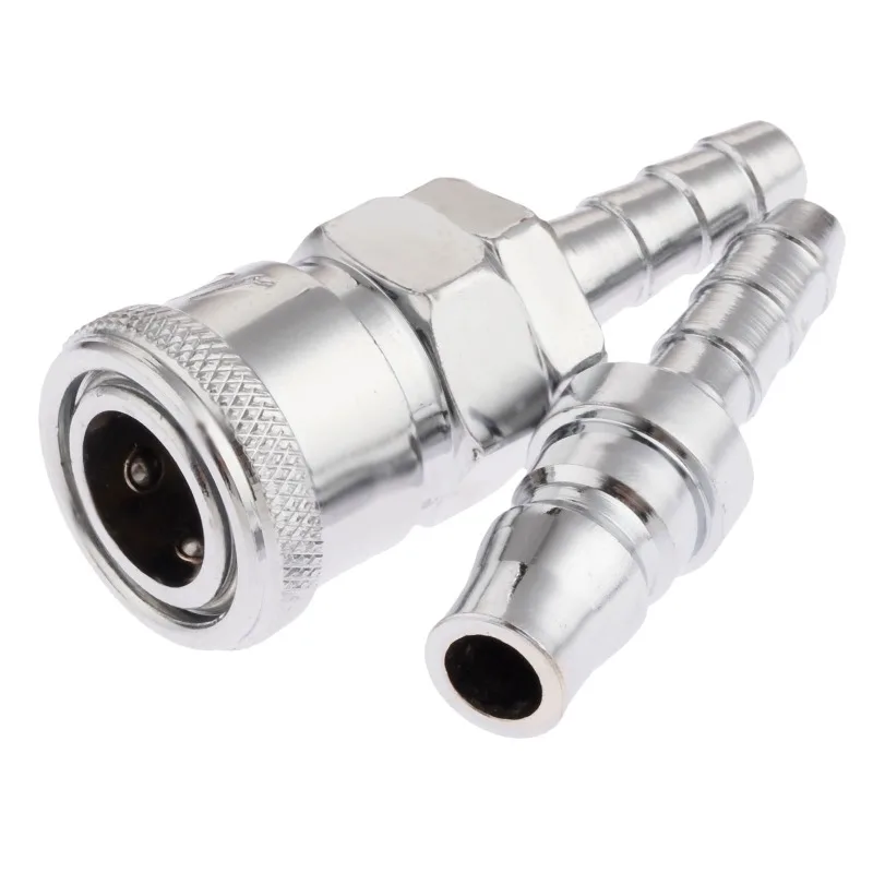 2Pcs Iron Pneumatic Fitting Air Line Hose Compressor Connector Quick ...