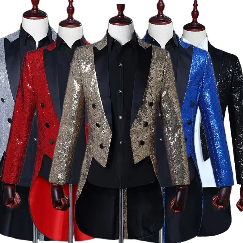 Chaqueta-de-esmoquin-con-lentejuelas-para-hombre-con-chaqueta-de-cola ...
